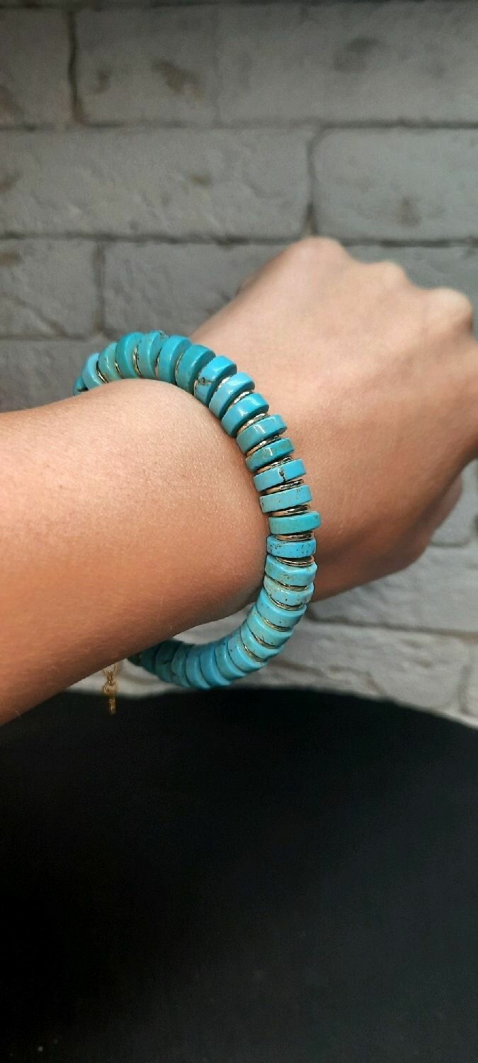 Жесткий браслет, бирюза