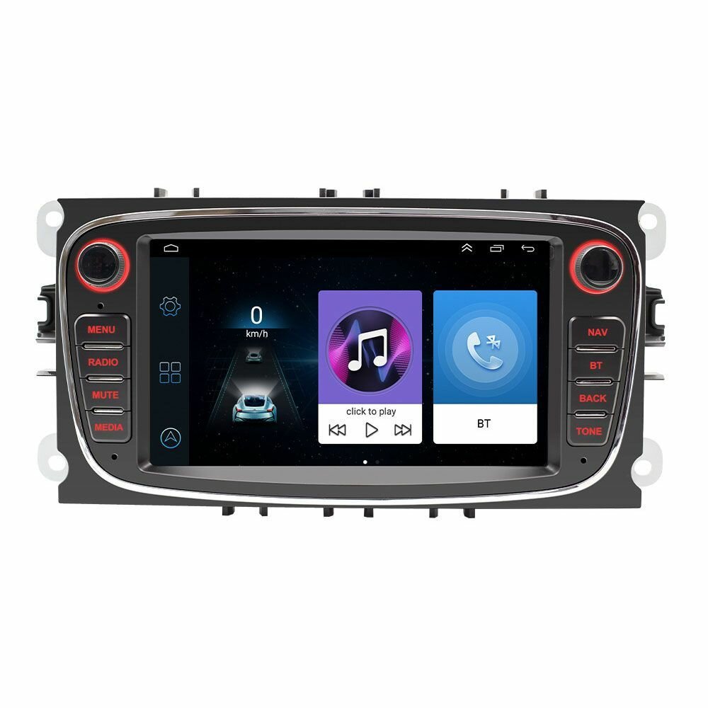 Автомагнитола 2 Din Android, Подходит для Ford Focus 2004-2013, 7 дюймов 2 + 32 ГБ GPS приемник Bluetooth Wi-Fi FM-радио Carplay Android Auto, черный