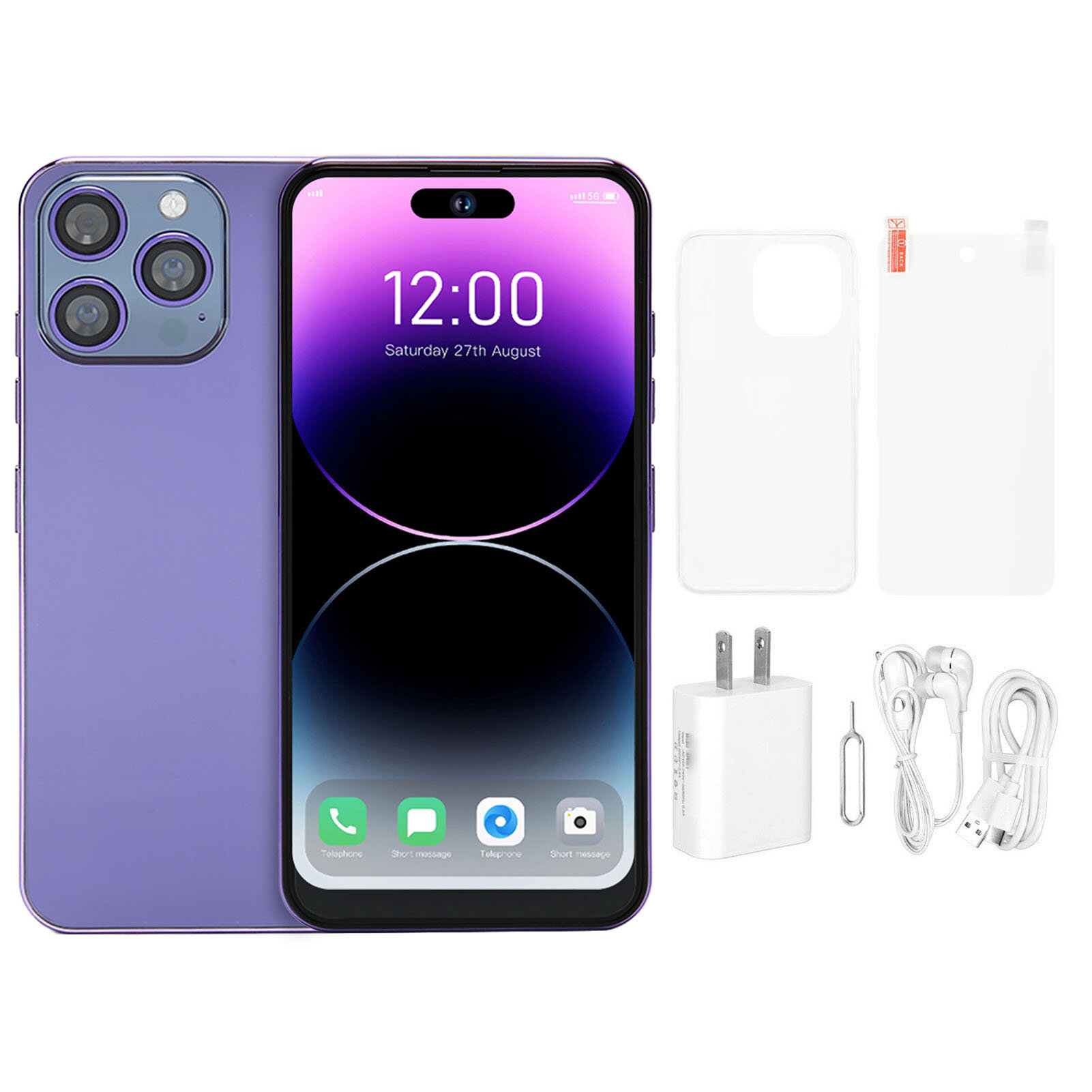 6.6in разблокированного сотового телефона 5G Wi -Fi 4GB RAM 64GB ROM 8MP 24 -мегапиксельная камера четырех основной смартфон для Android 10.0