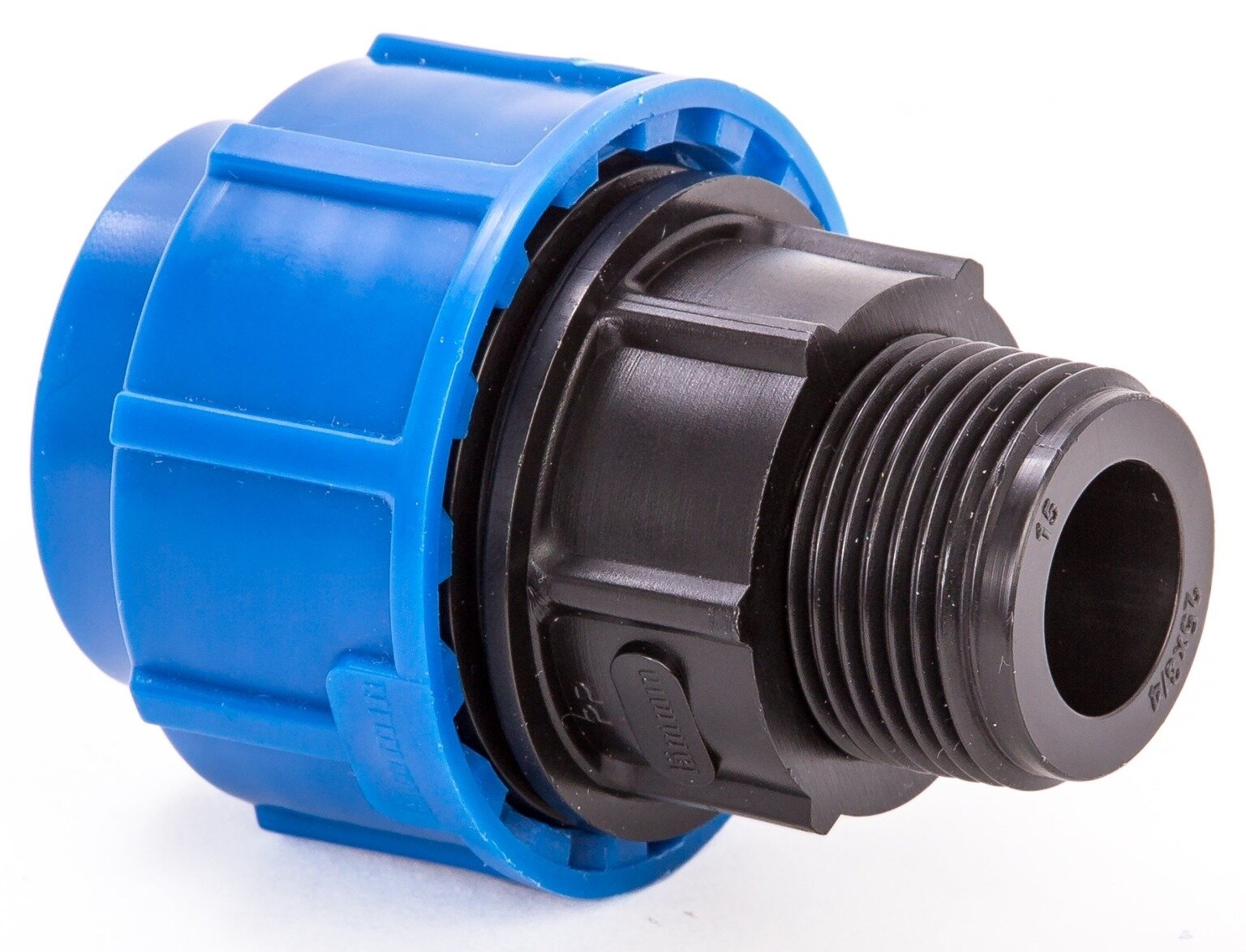 Муфта компрессионная Lammin / Ламмин переходная, для ПНД труб, с наружной резьбой, из полипропилена, синяя, диаметр подключения 20мм, резьба 1/2дюйма / фитинги