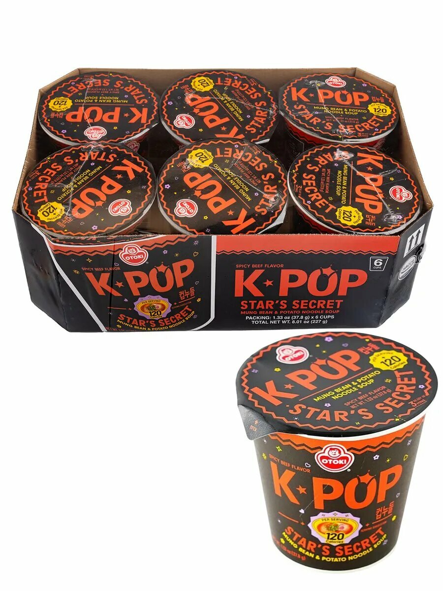 Лапша K-Pop со вкусом острой говядины 37,8 г * 6 шт