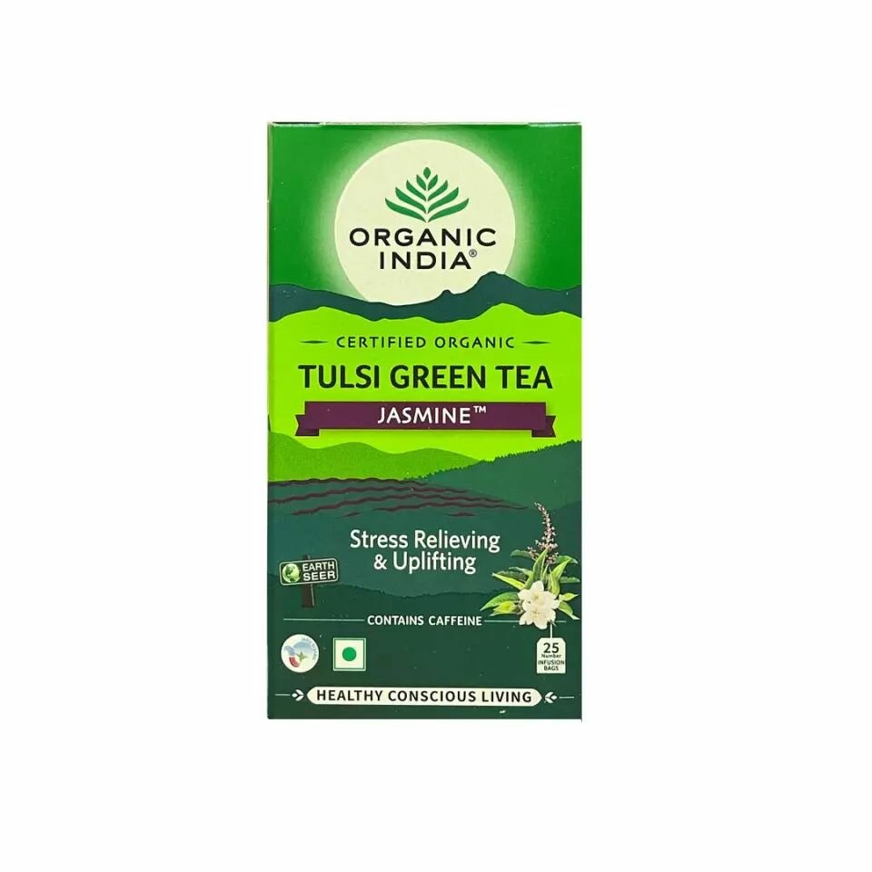 Чай Тулси Зеленый с жасмином Органик Индия / Tulsi Green Tea Jasmine Organic India 25 пак