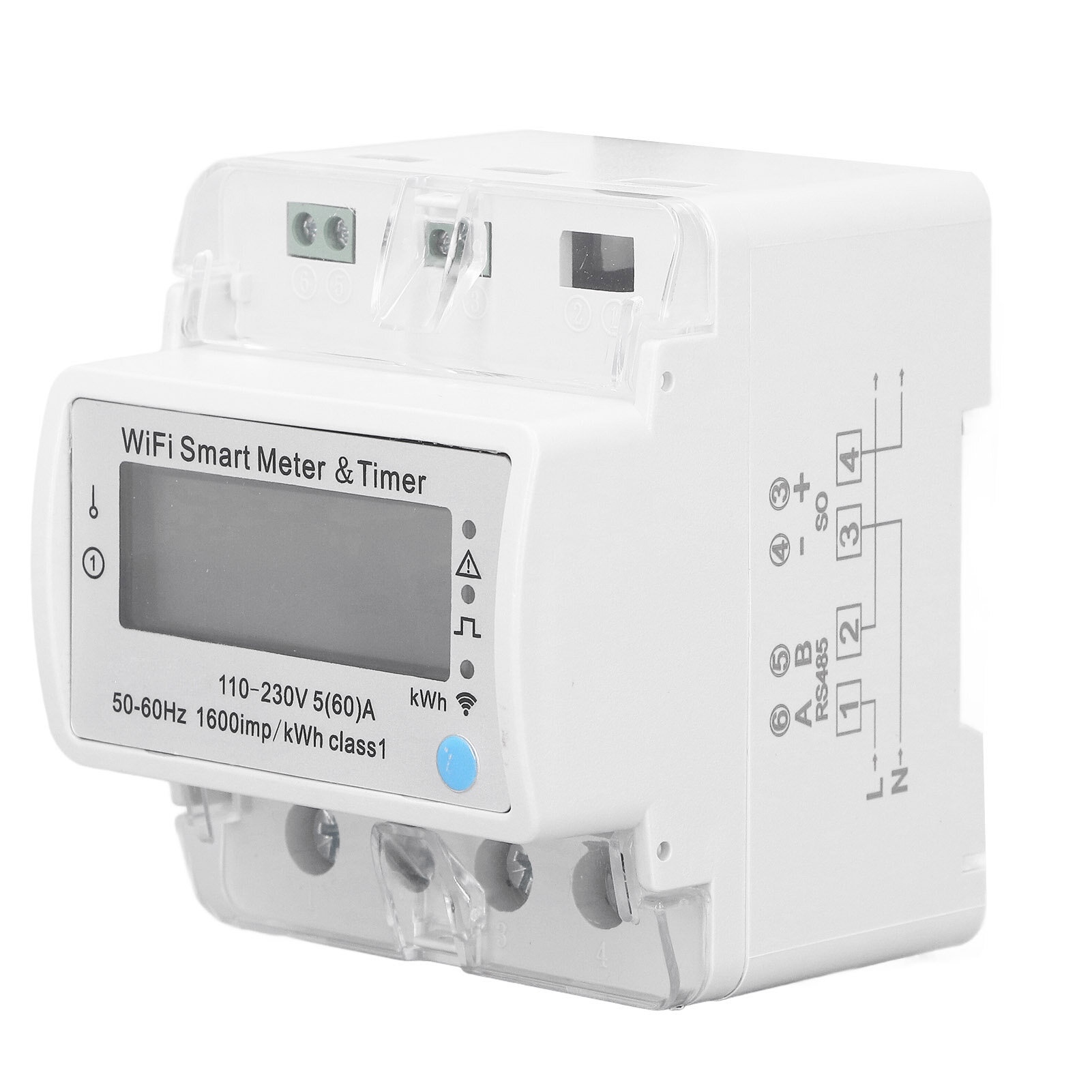 Smart Energy Monitor APP Control Real Time Monitoring Adjustable Wifi Smart Meter AC110‑230V 4P Mode ATMS6004 Material PC 1 x Energy Meter 1 x Manual