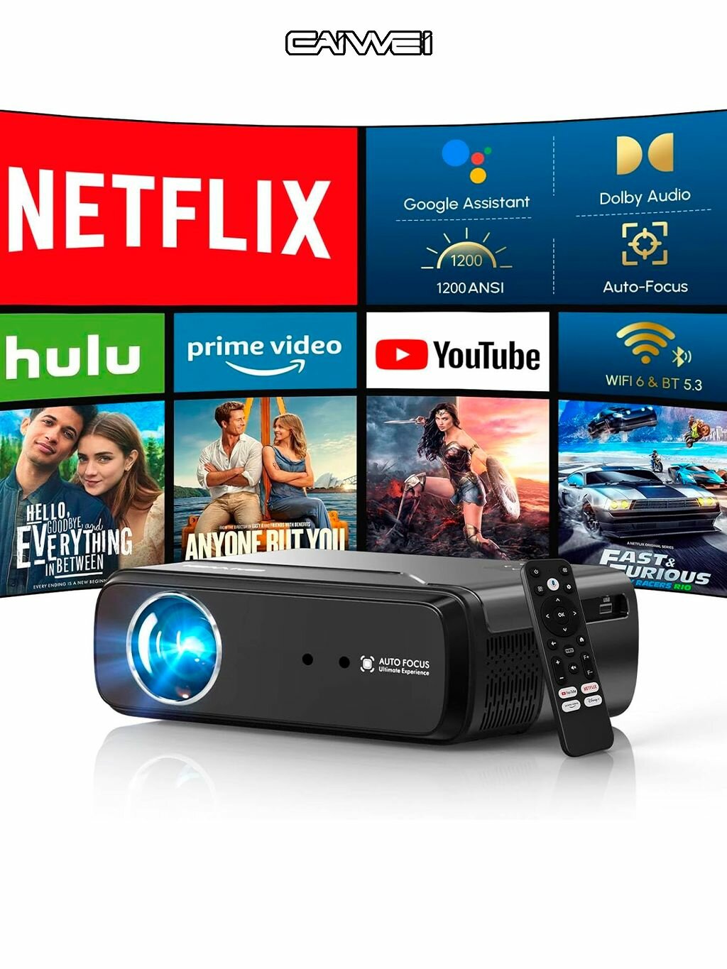 Проектор LED-700MA12AGT GOOGLE-TV CAIVVEI проектор TV Wi-Fi LED Bluetooth, FullHD