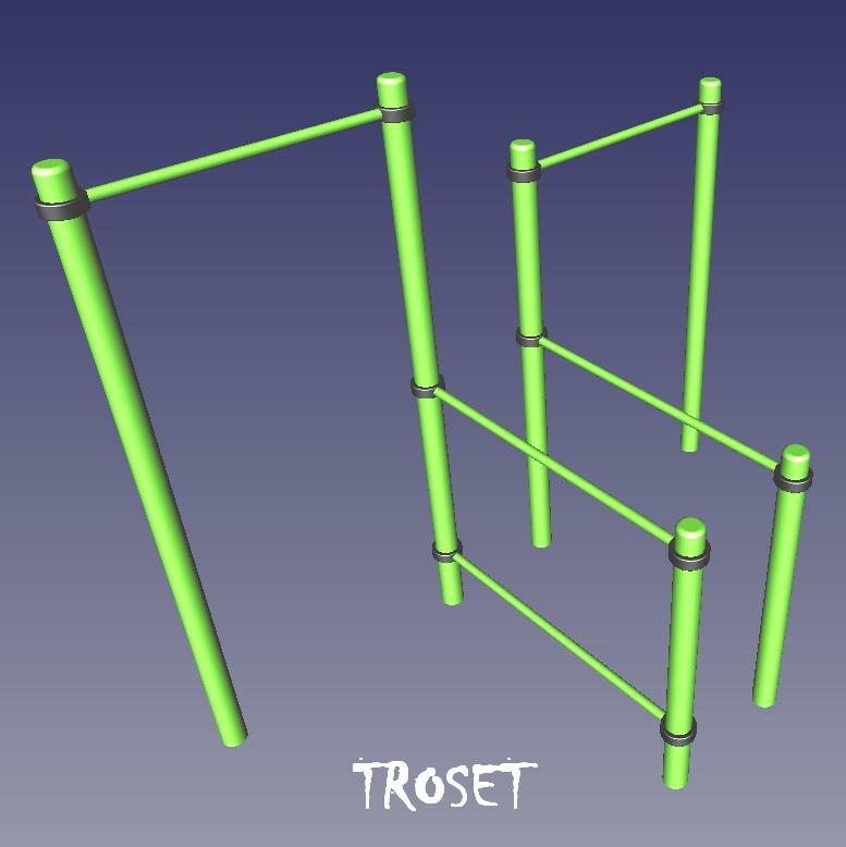 Спортивный комплекс турник брусья упор для отжиманий TROSET 05-108 уличный с регулировкой высоты на хомутах бетонируемый