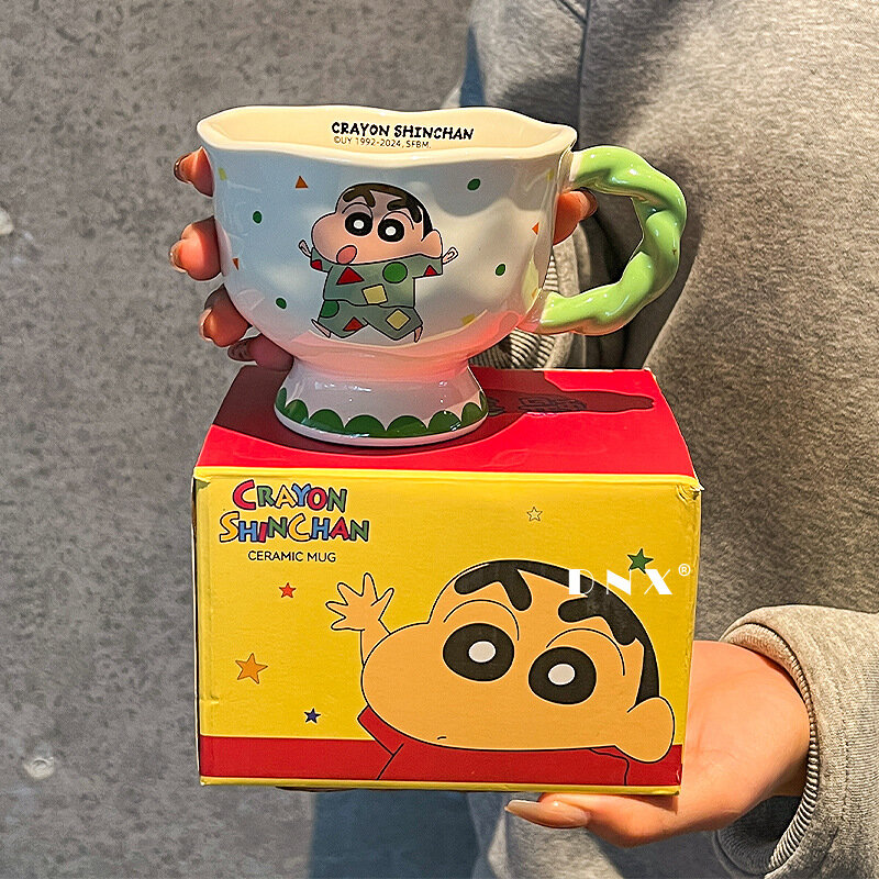 Керамическая чашка для кофе Crayon Shin-chan, высокая кружка для девочек, для дома, с широким горлом, для завтрака, овсянки, молока