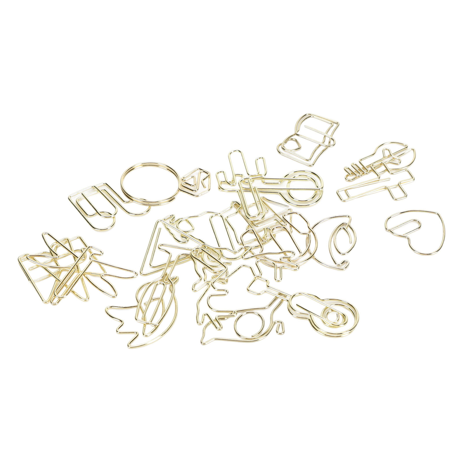 100 шт. скрепки для бумаг золотой серии, металлическая гальваническая обработка, защита от ржавчины, креативные 20 форм, зажим для маркировки бумаги для закладок, фотоклипы
