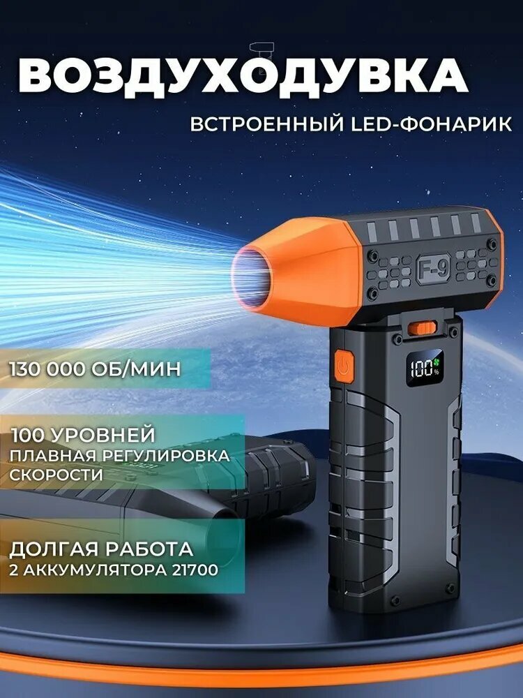 Портативная воздуходувка, LED-подсветка, с регулировкой скорости, 60 Вт