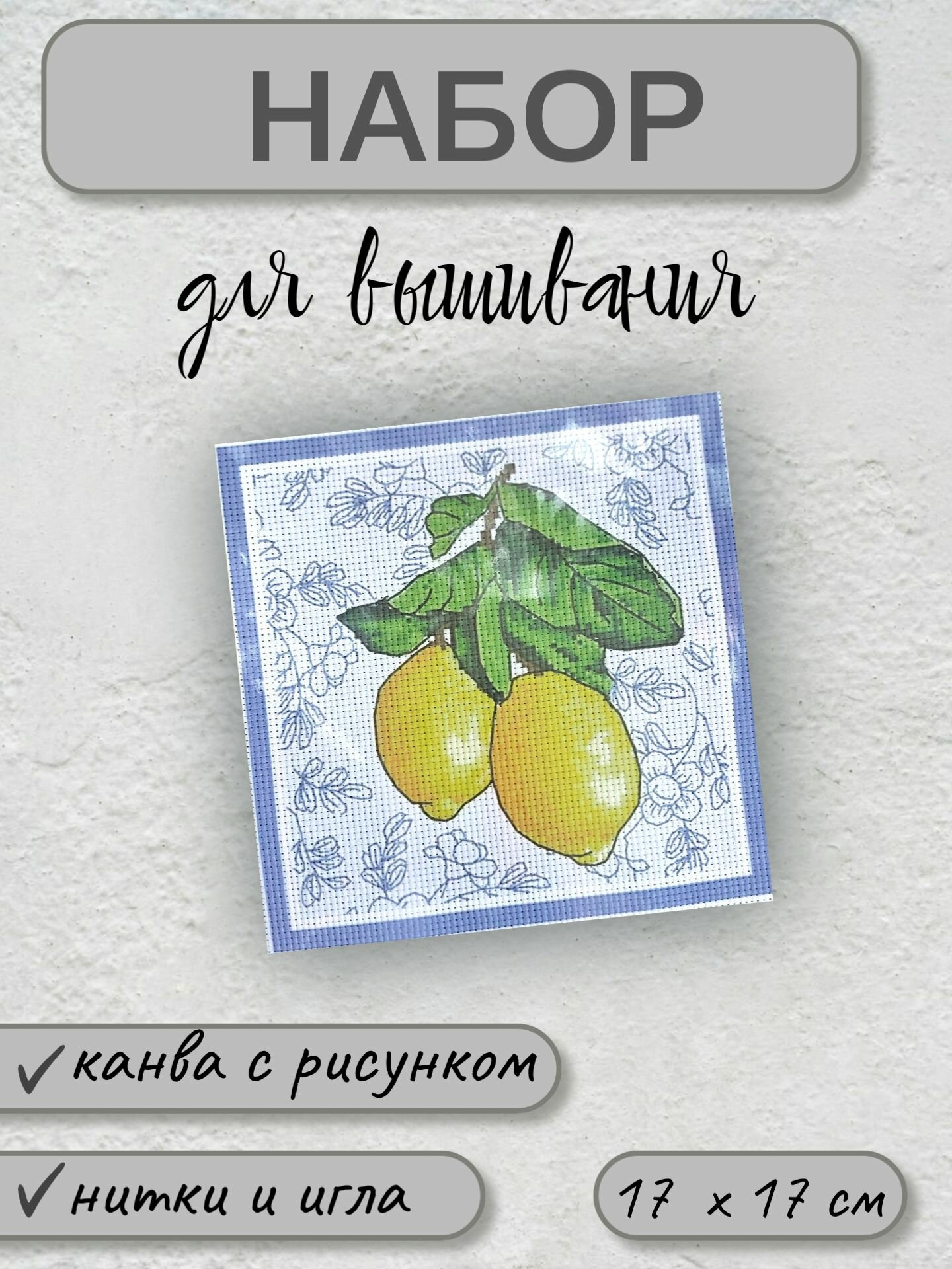 Набор для вышивания с нитками, канва с рисунком