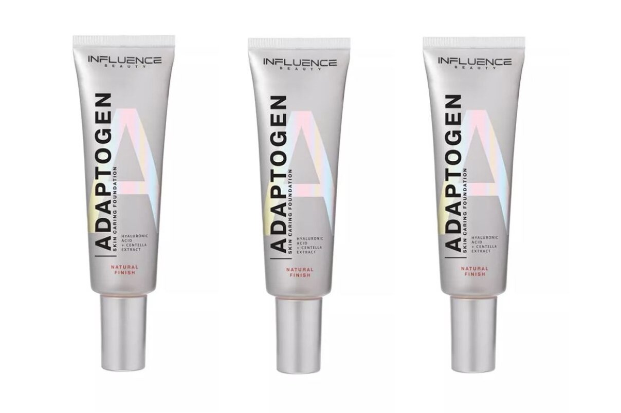 Тональная основа Influence Beauty ухаживающая Adaptogen, тон 01 Ultra light, 25 мл - 3 штуки