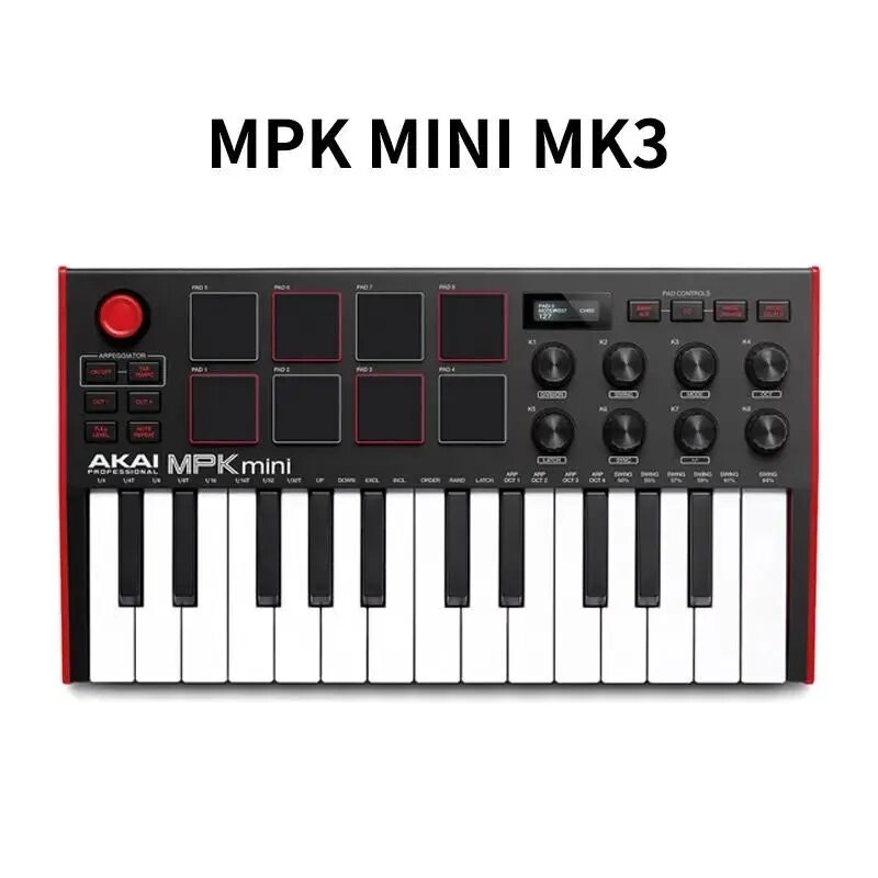 Контроллер AKAI PRO MPK MINI MK3 миди клавиатура, 25 уменьшенных клавиш