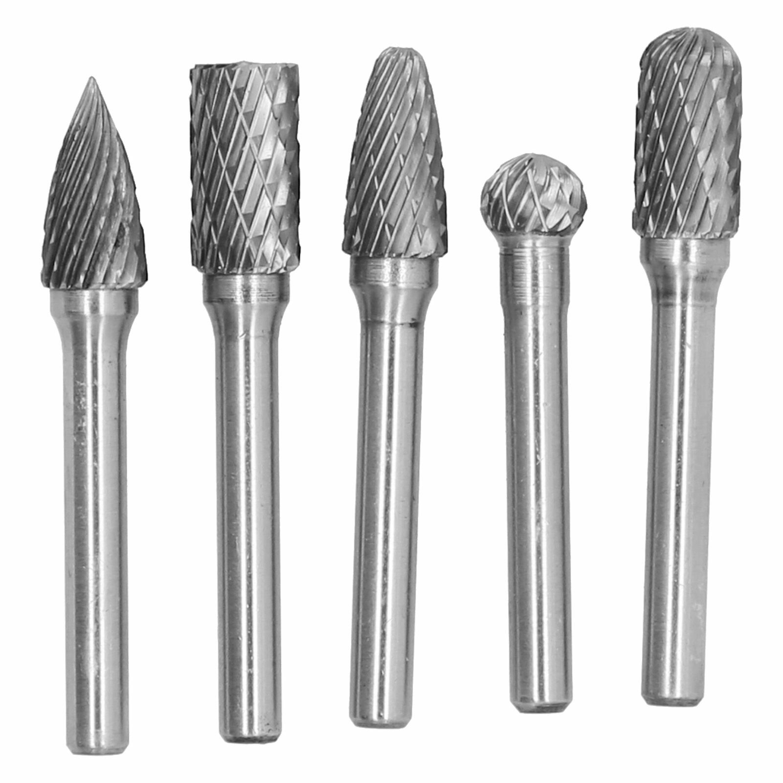 Набор 5 шт. роторных фрез из вольфрамовой стали, 6 мм хвостовик, для шлифовки и резки