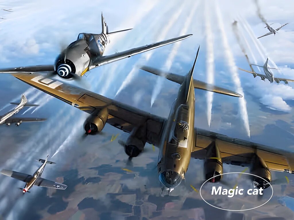 Картина из алмазной мозаики на подрамнике Круглые бриллианты 40х50см "самолет"