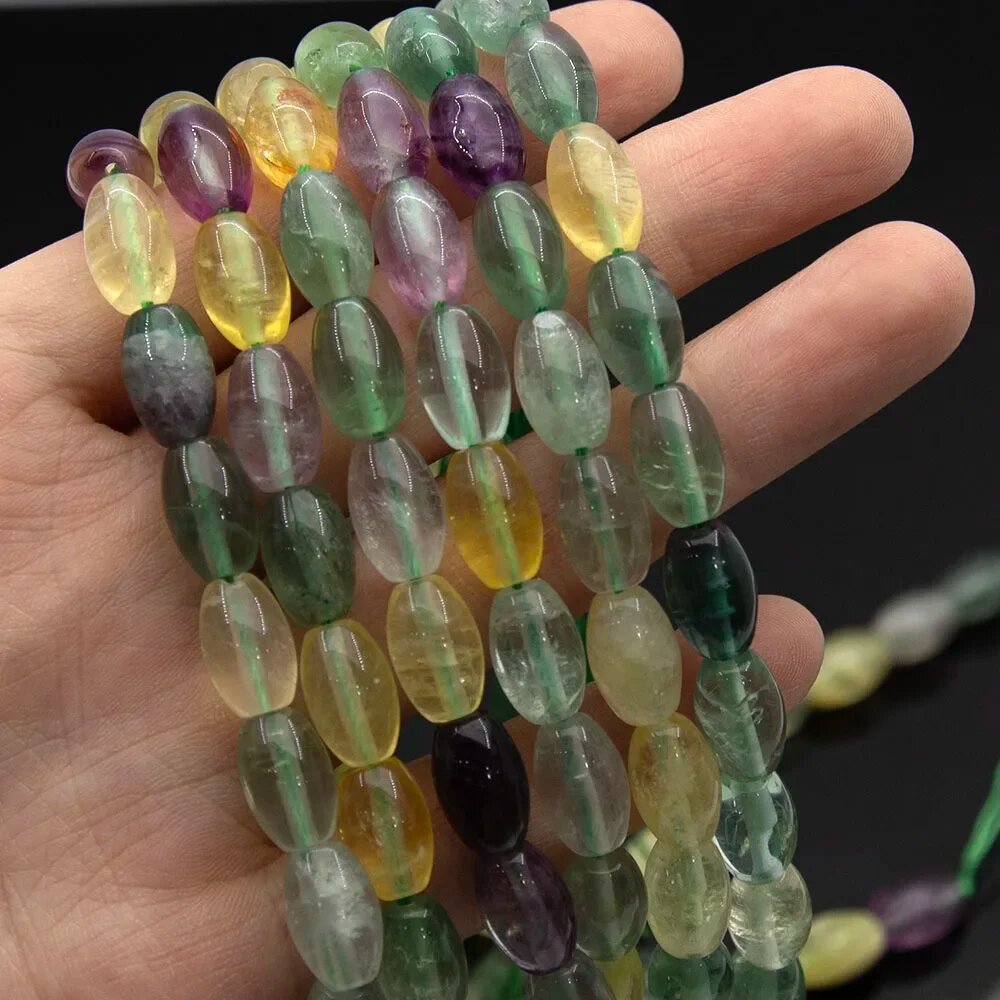 Фиолетовые бусины из флюорита 8x12 мм