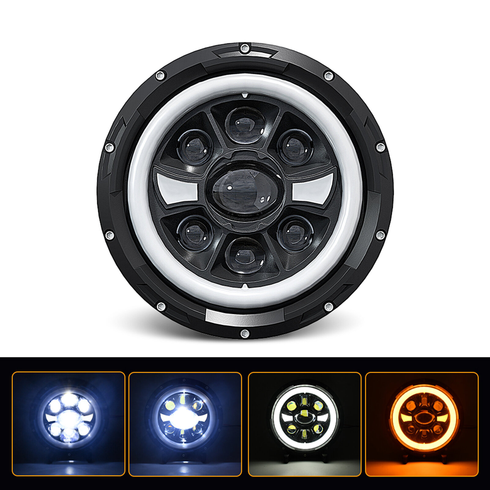1 шт. 7-дюймовая LED-фара (DRL, поворотник, водонепроницаемая IP67)