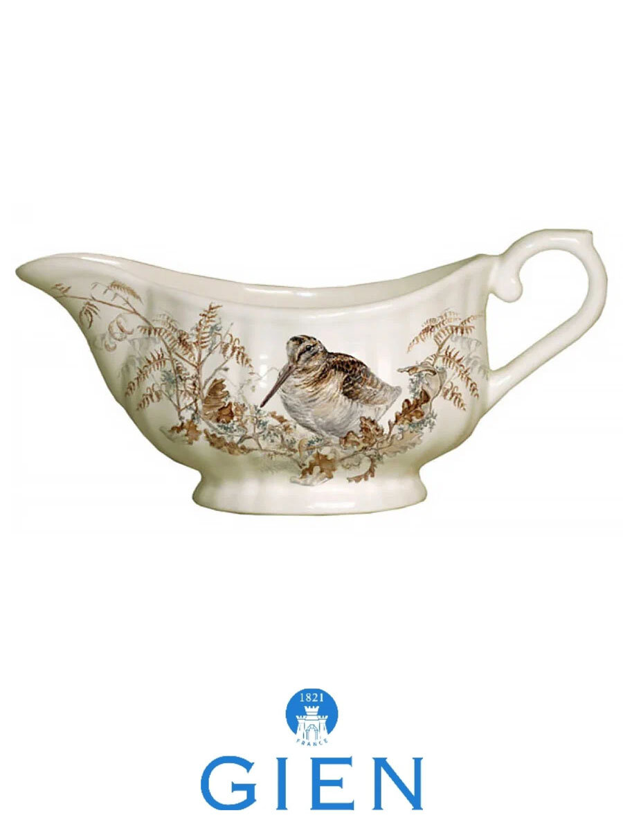 Соусник Gien Sologne, 400 мл, фаянс, с ручкой, бежевый/коричневый