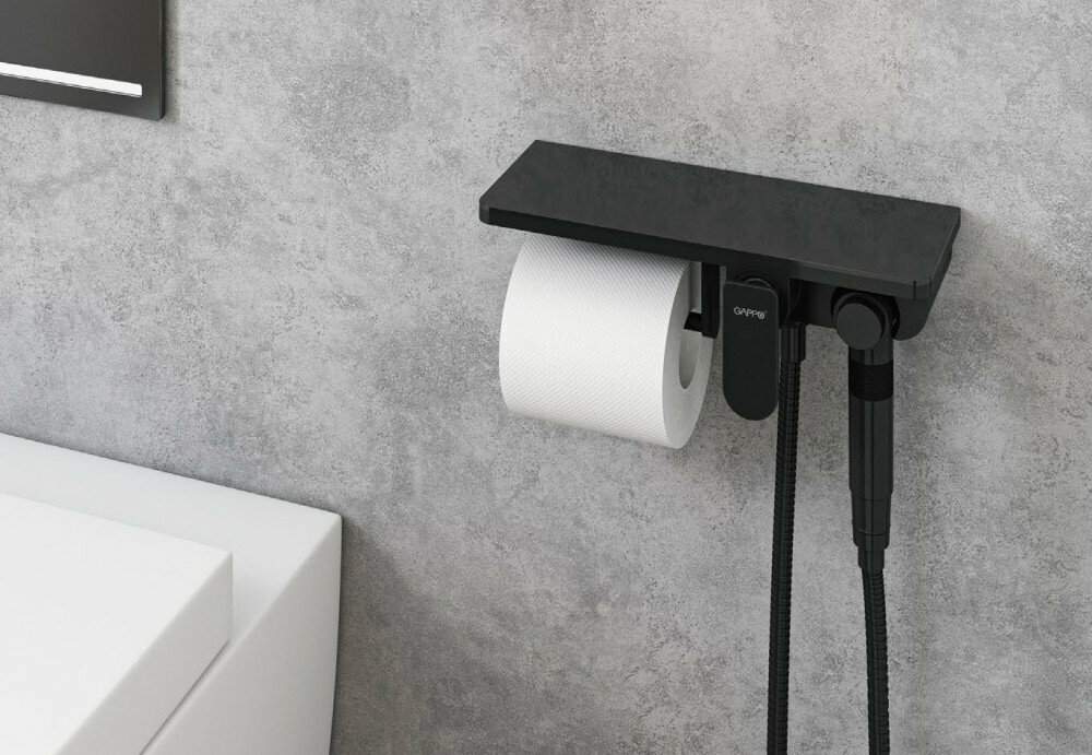 Гигиенический душ со смесителем скрытого монтажа GAPPO G7295-16 черный матовый