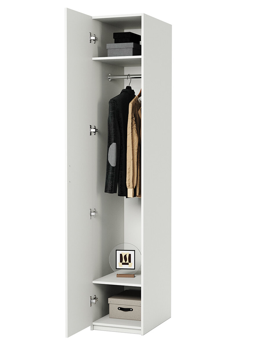 Шкаф для одежды Класс-1 50х60х220 см, распашной, в гостиную, лдсп Белый текстурный