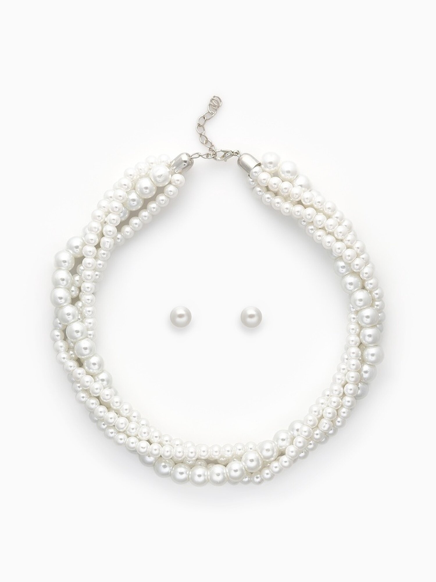 Комплект бижутерии: колье, серьги, пластик, жемчуг имитация