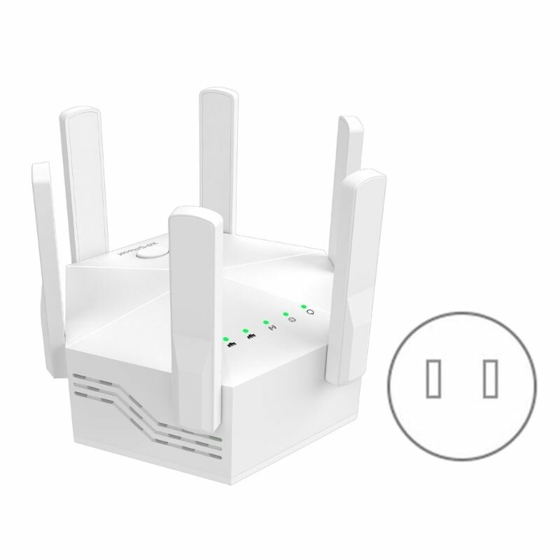 Усилитель сигнала WiFi двухчастотный сквозной беспроводной ретранслятор king wireless repeater-Стандарт США-300 М белый