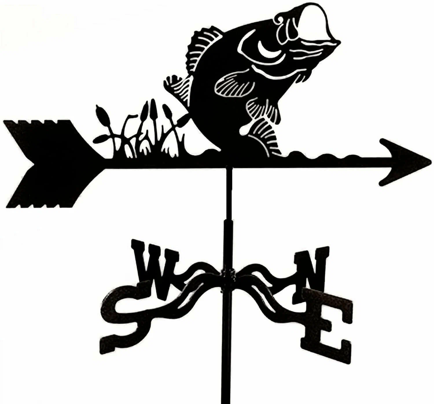 Флюгер-дымник "Рыба", металл, 32 см, крепление универсальное