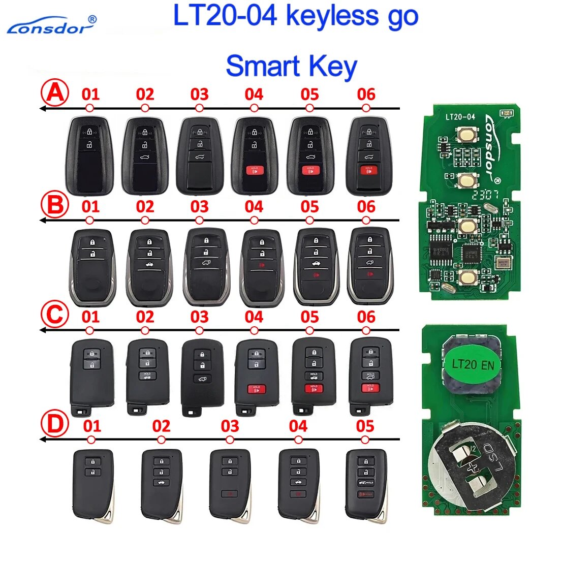 Lonsdor LT20-04 Универсальный бесключевой смарт-ключ Go с дистанционным управлением 8A 4D все в одном для Toyota для Lexus KH100 + K518 K518ISE KW100 программатор