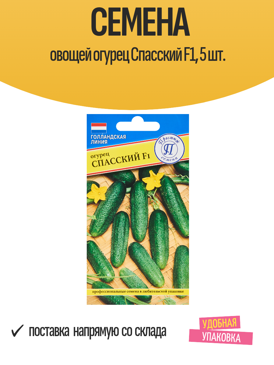 Семена овощей огурец Спасский F1, 5 шт для рассады, огорода, дачи