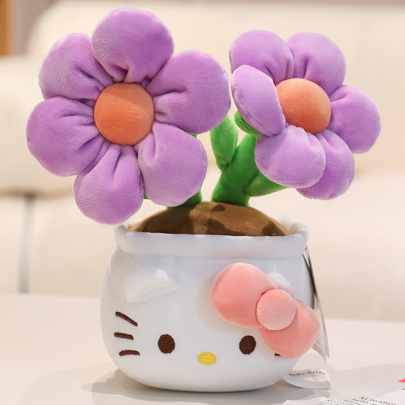 Креативное растение в горшке Hello Kitty, настоящая милая кукла, игрушка в виде котенка, подарок на день рождения, цветочный орнамент, кукла