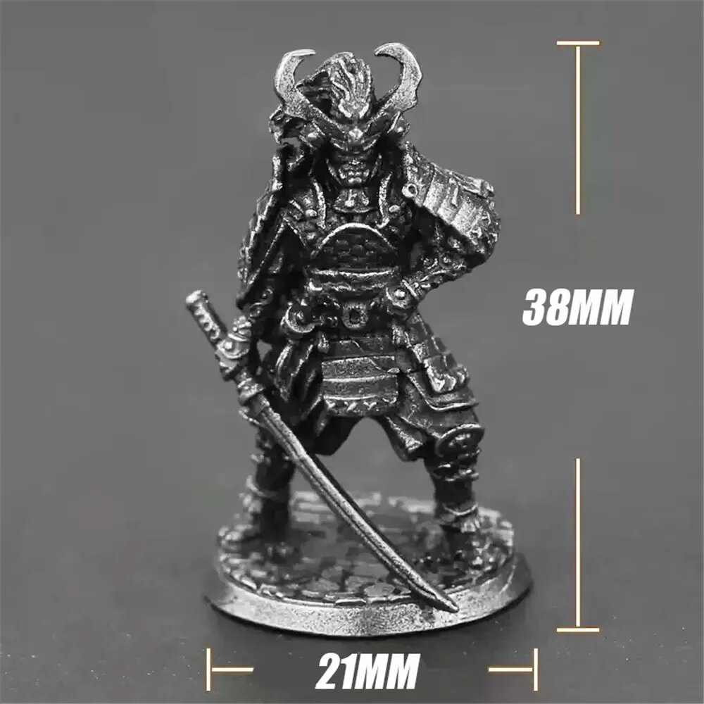 Фигурка самурая сёгунату — винтажная медная японская модель солдата, миниатюрный металлический орнамент для украшения рабочего стола!