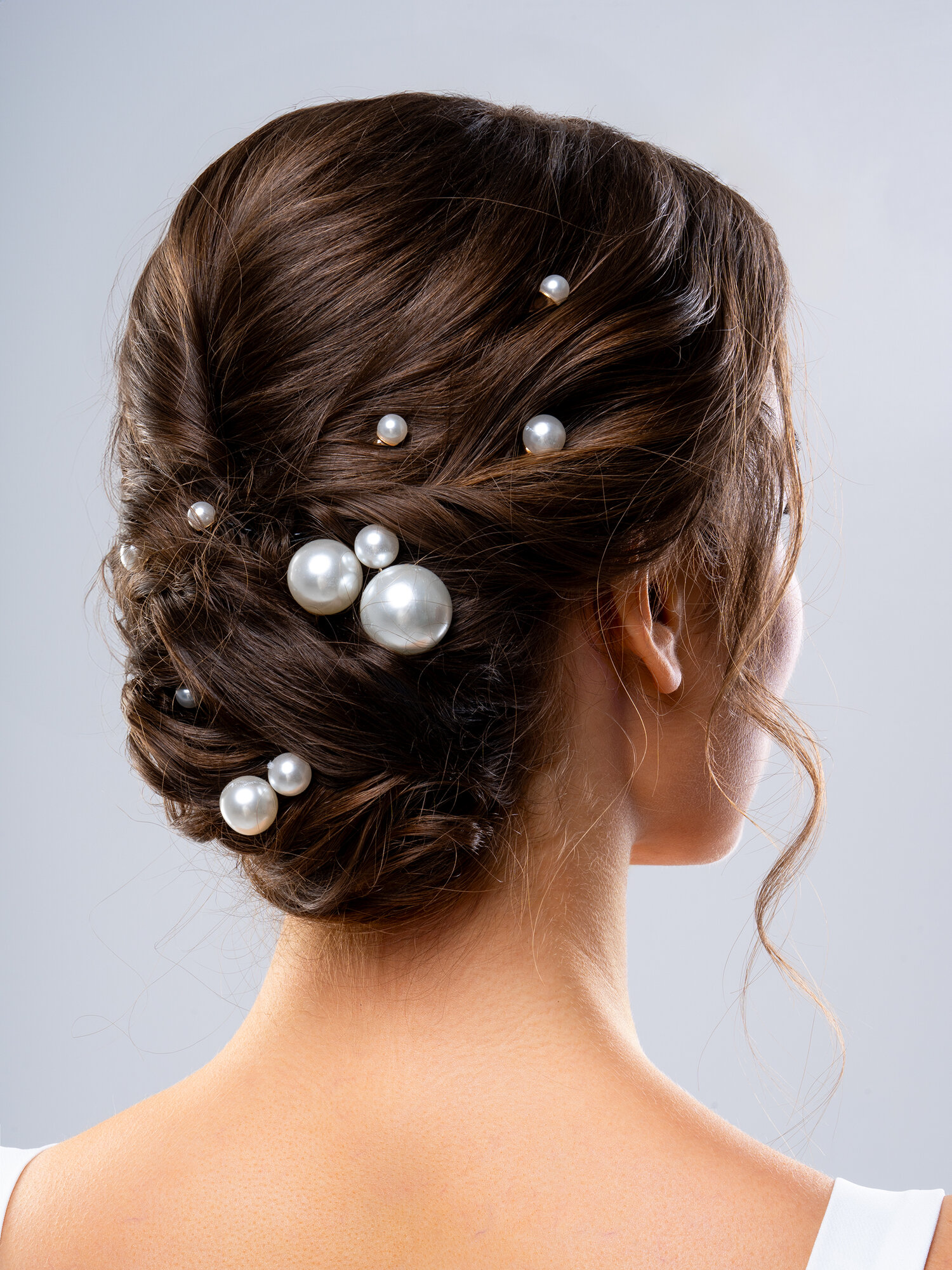 Шпильки MONALUNA, 18 штук, металл, жемчуг, серебристые, с белыми жемчужинами