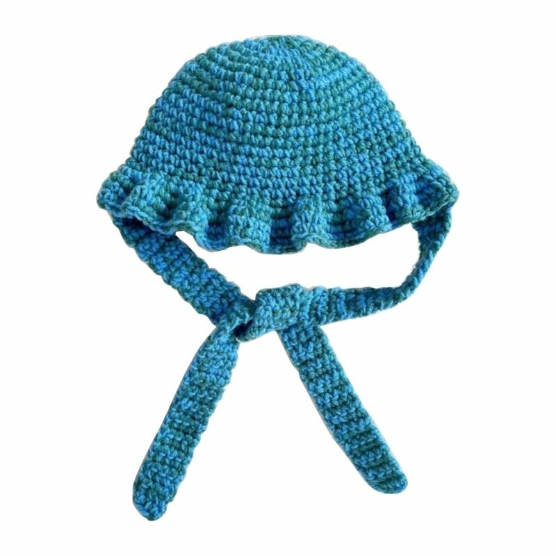 Ручная вязаная летняя шляпа с японским узором, Синий