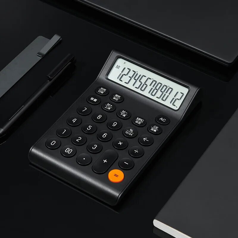 Голосовой калькулятор Kaco, 12-значный большой экран, воспроизведение музыки, большая кнопка, студенты используют компьютер, офис, финансовые настольные канцелярские принадлежности, Black