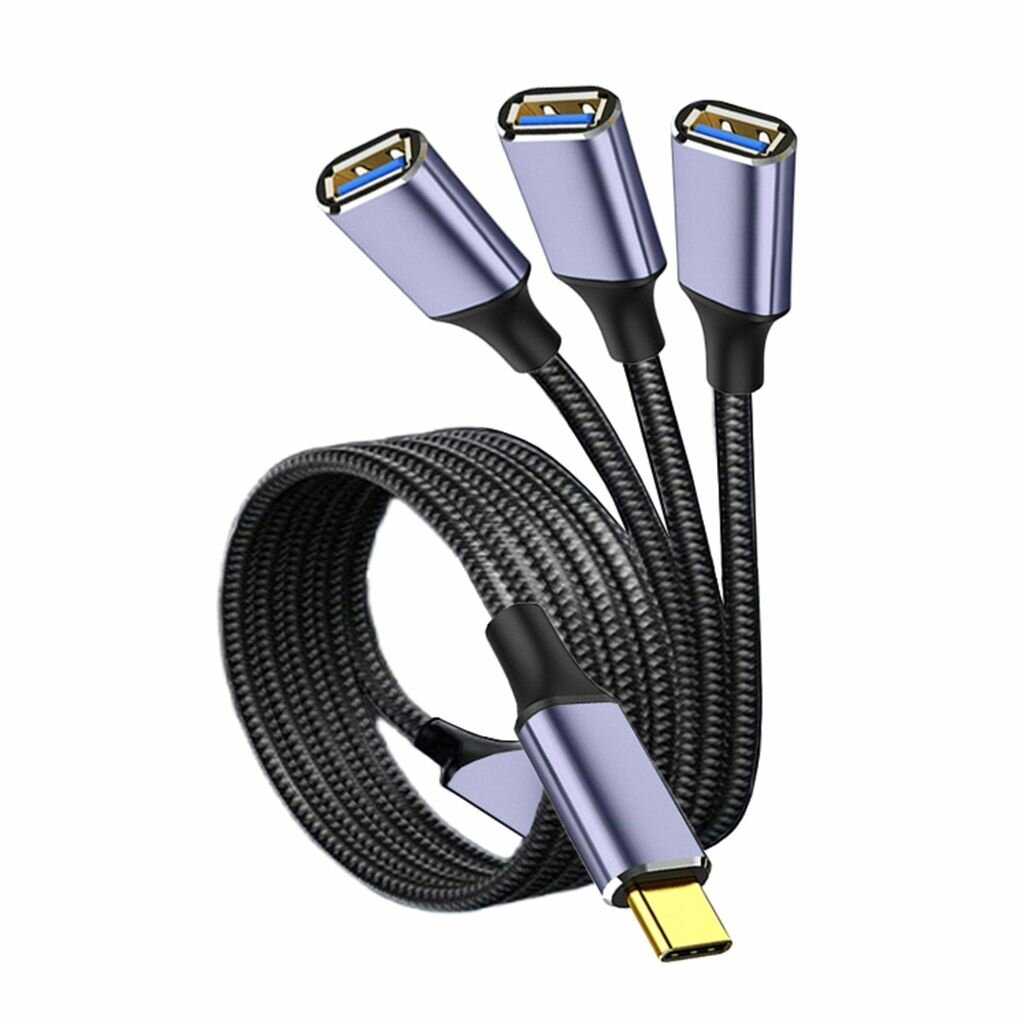 Разветвитель-концентратор Type C на USB2.0-120 см-один троих