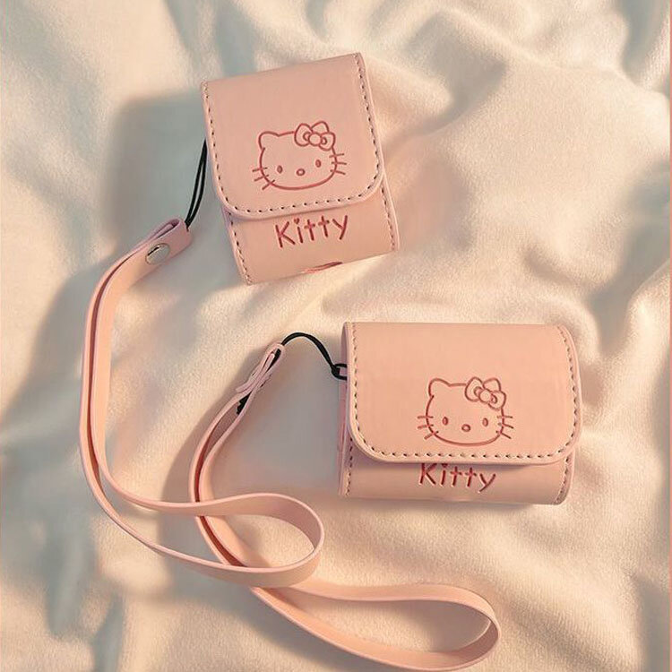 Коробка для наушников AirPods 4 AirPods pro 2 кожаный чехол для наушников ins pink KT cat из натуральной кожи