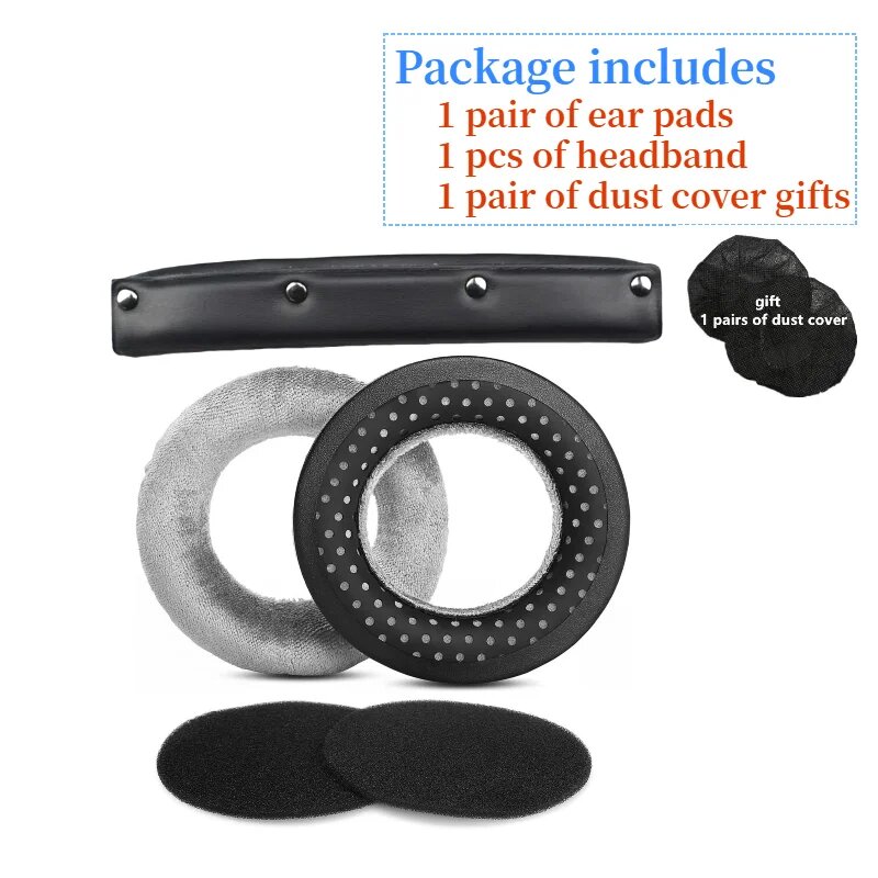 Амбушюры для наушников Beyerdynamic DT990 / DT880 / DT770 PRO кожаные 1 set grey velvet