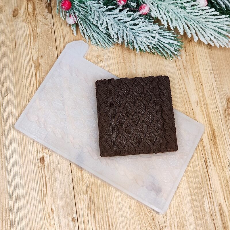 Силиконовая форма для шоколадных плиток Brilliant Mold. Молд Вязанка большая