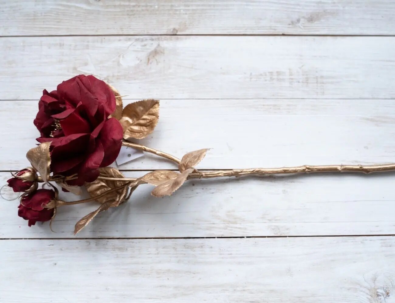 Декоративная роза - королевское великолепие с бутонами, искусственный шёлк, бургунди, 58 см, EDG