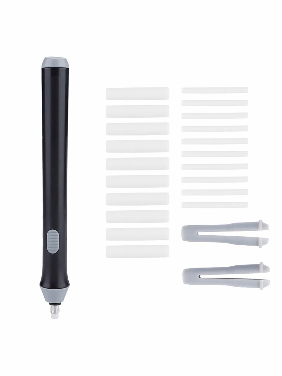 Автоматический ластик для карандашей, работающий на батарейке, с 22 стержнями для ластика, черный, электрический, портативный, простой в использовании