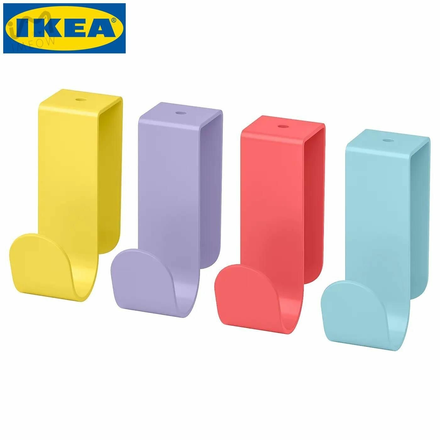 IKEA икеа Крючки и зажимы LATTJHULT, 4 шт, разноцветные