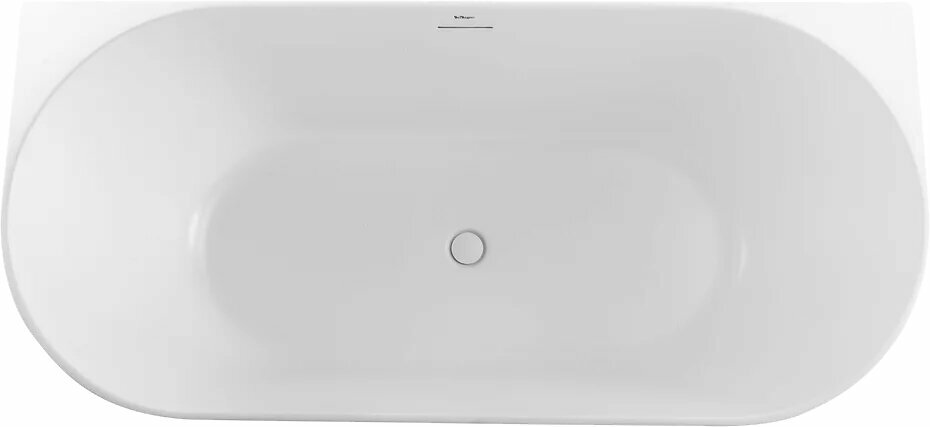 Акриловая ванна BelBagno BB412 170x80, пристенная, белая, матовая, со сливом-переливом, овальная