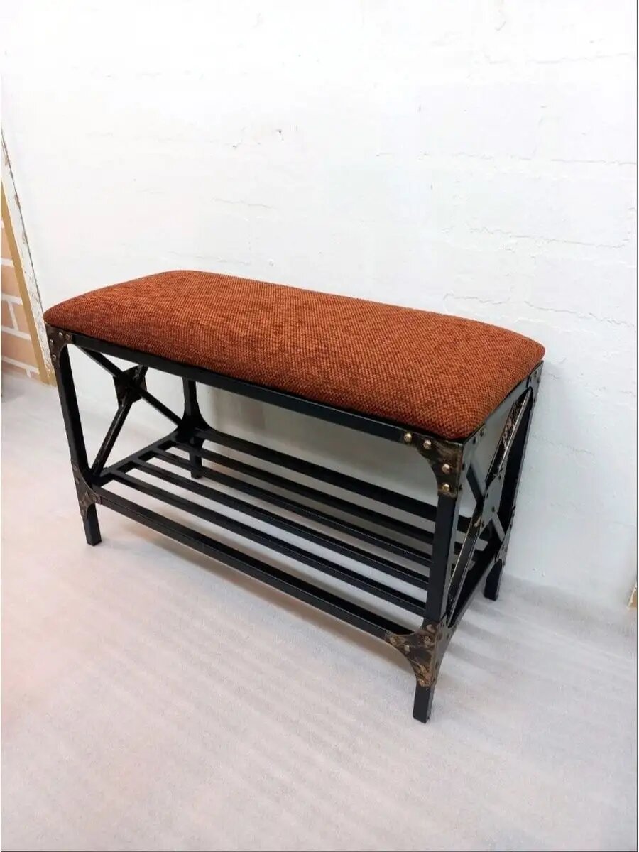 Кованая банкетка №01, Студия кованой мебели Нива, цвет кирпичный красный