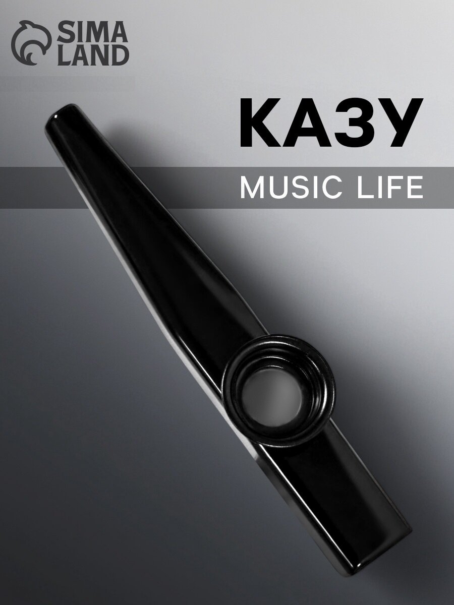Музыкальный инструмент Music Life Казу, металл, черный, 12 см