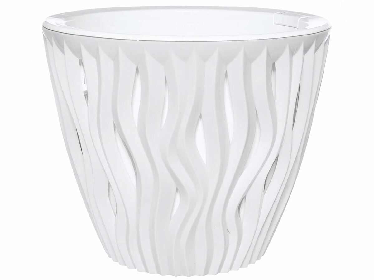 Кашпо пластиковое "Вдохновение" с дренажем, 7,5 л, белый, для здоровых корней