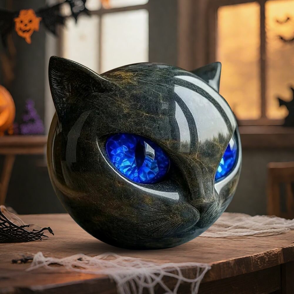Фигурка черного кота, каменная статуэтка кошки для украшения книжной полки спальни на Хэллоуин