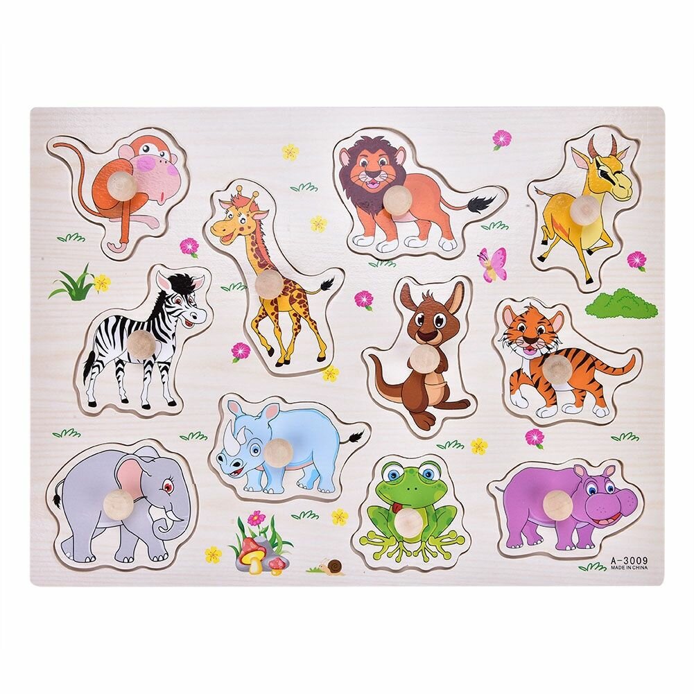 Обучающая деревянная головоломка для детей 1 комплект, реквизит для раннего обучения животные, детская игрушка для развития мозга