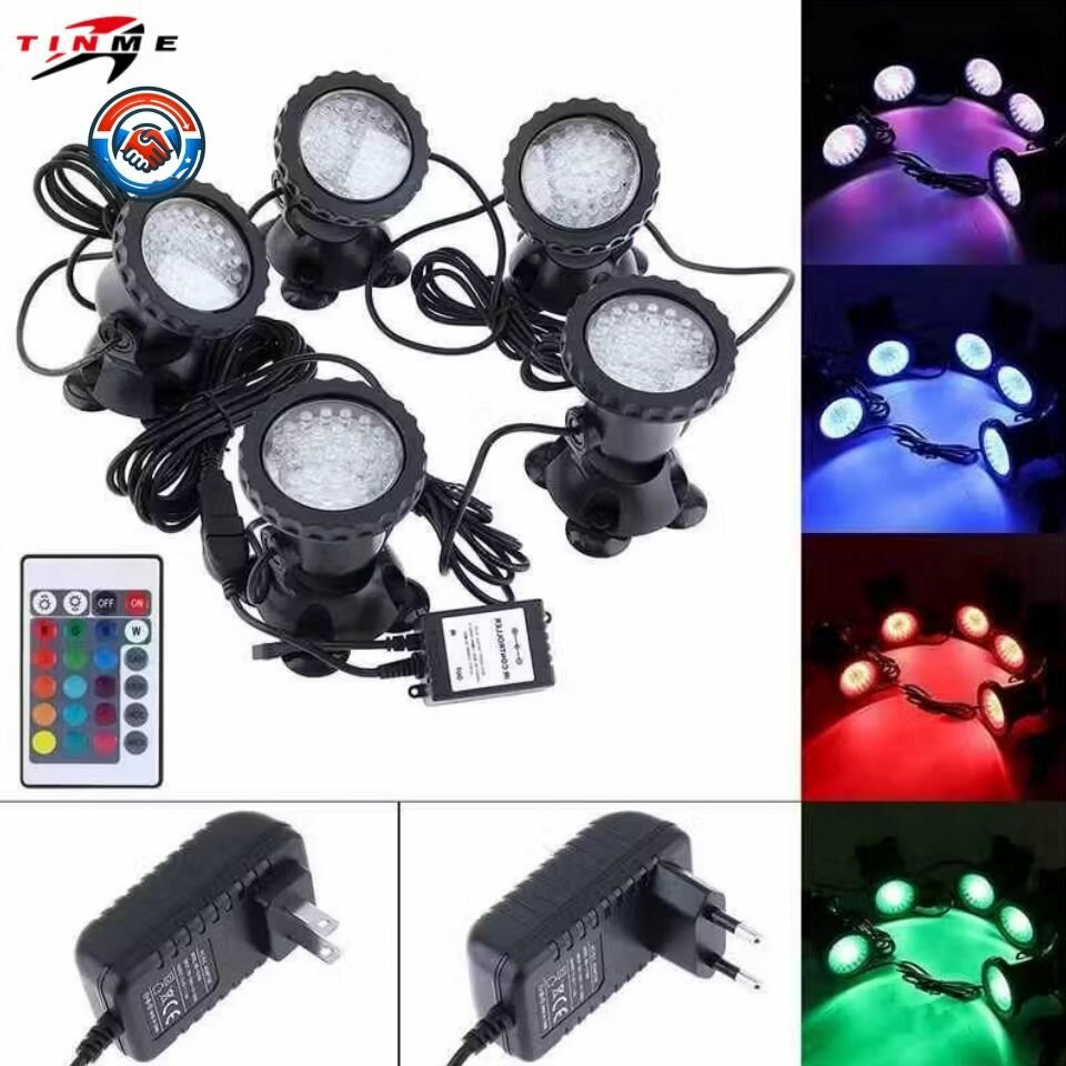 Погружной светодиодный прожектор для аквариума и пруда, 5 светильников IP68, 16 цветов, пульт ДУ, подводное освещение для фонтана, бассейна и террариума