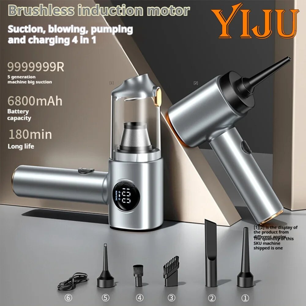 Беспроводной ручной автомобильный пылесос двойного назначения, 200 Вт, домашний пылесос, мини-портативный мощный всасывающий и продувочный пылесос, встроенный, Питание от аккумулятора, style A