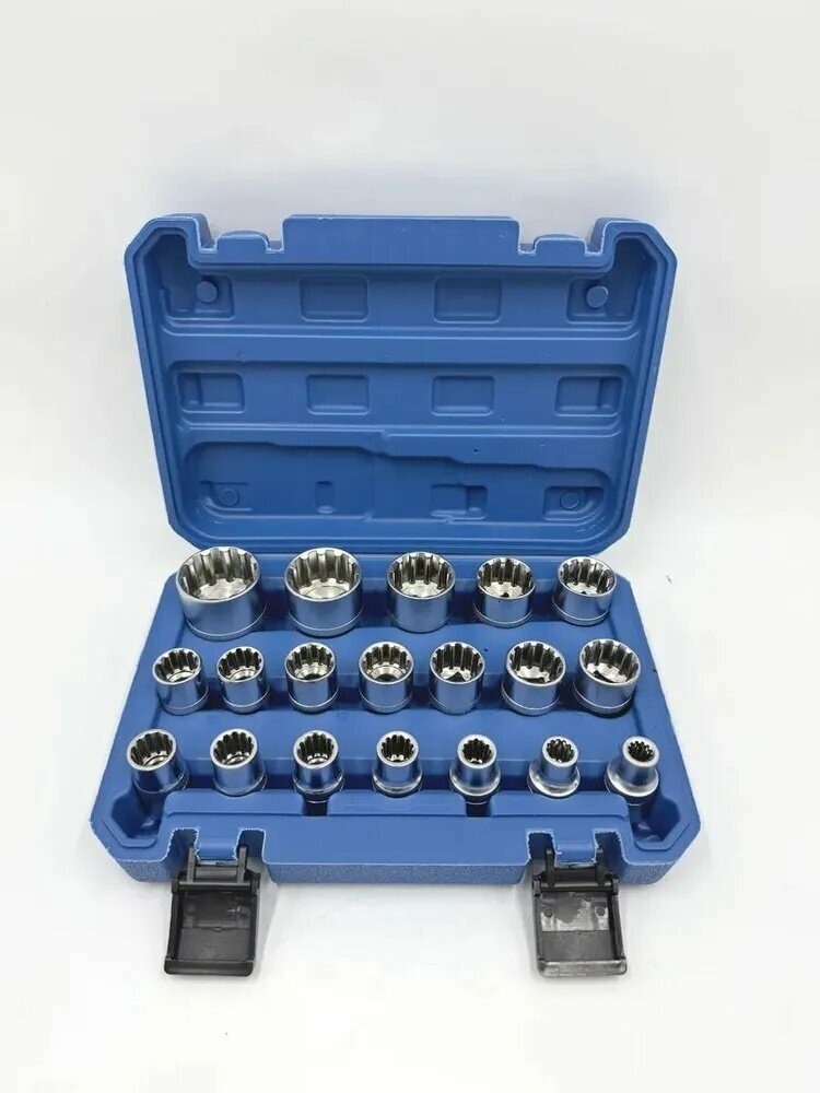 Набор торцевых головок 12 гранные шестигранные (19шт) 1/2;8-32мм
