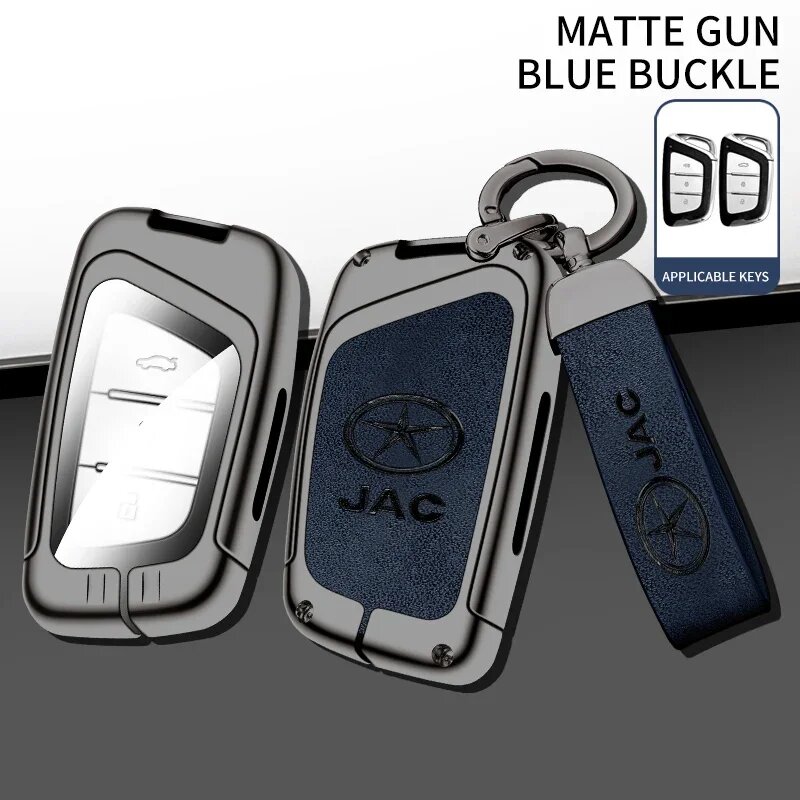 Чехол для автомобильного дистанционного ключа B, защитный чехол, брелки из искусственного сплава для JAC SOL A5 jiayue A5 X4 X7 A8, сумка для ключей, аксессуары, подарок Gun blue set