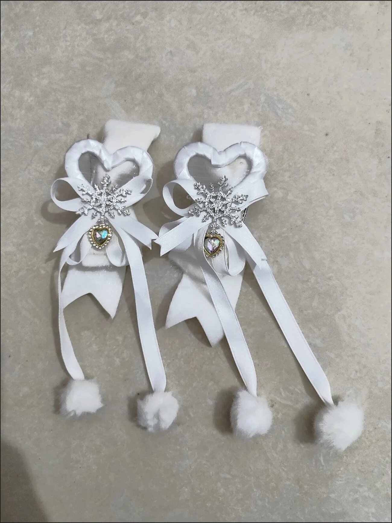 Оригинальный нежный милый меховой шарик, головной убор с бантом для девочек, Лолита, белый снежный бант, заколка для волос, заколки, женские милые аксессуары